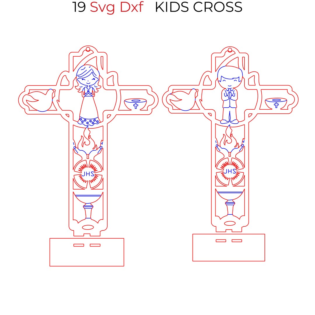 19 Svg Dxf JHS Jesus Cross Kids Christmas Bundle for Laser Engrave ...