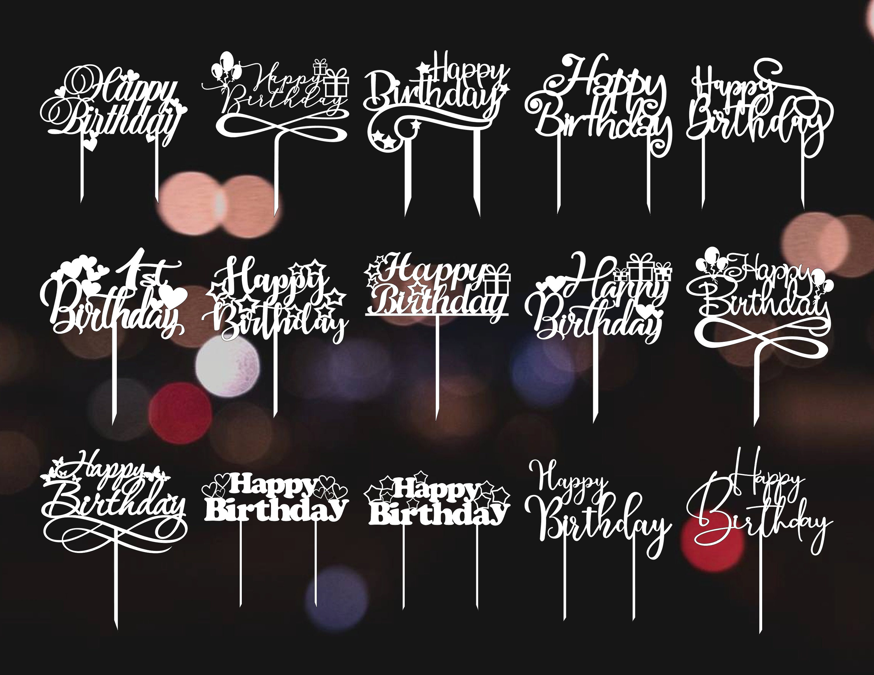 100 Svg Dxf Happy Birthday Cake Topper Laser Cut Party Acrylic - Etsy ...
