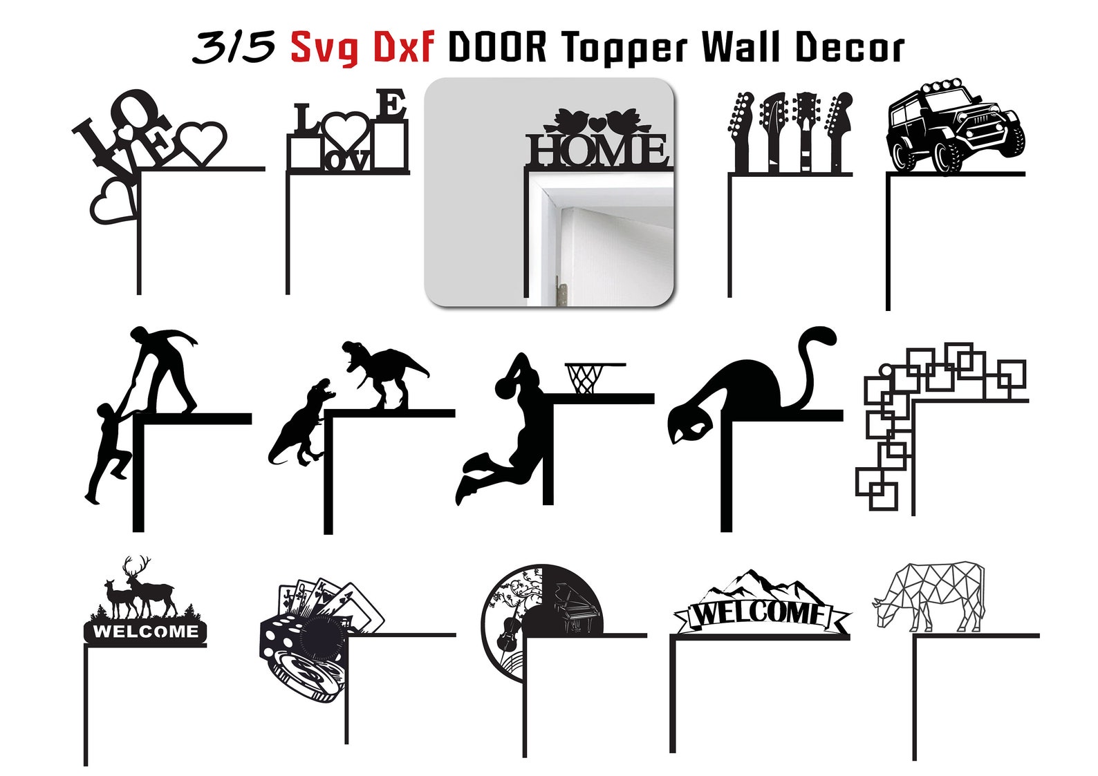 315 Svg Dxf Door Corner Topper Bundle Wall Decor Frames Wood Metal ...