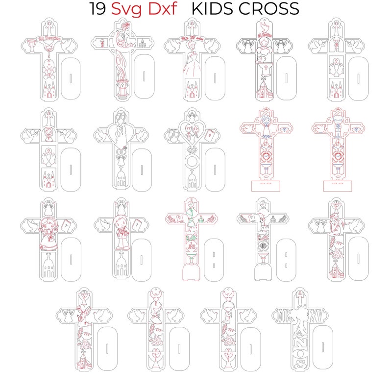 Kids Christmas Cross SVG DXF Bundle: Laser Cut Earring Designs (digital ...