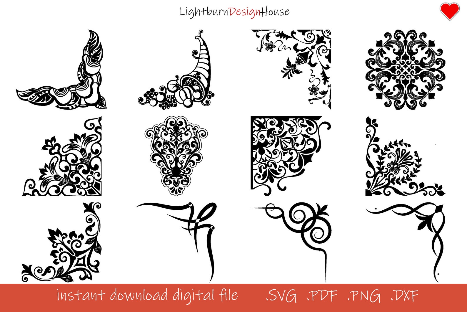 104 SVG Png Pdf Dxf Corner Shelf Pattern Border Frames Bundle - Etsy