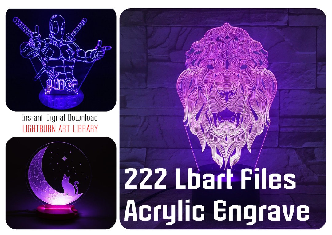 222 Acrylic 3D LED Lamp Designs: Lightburn Art Library (lbart File) - Etsy