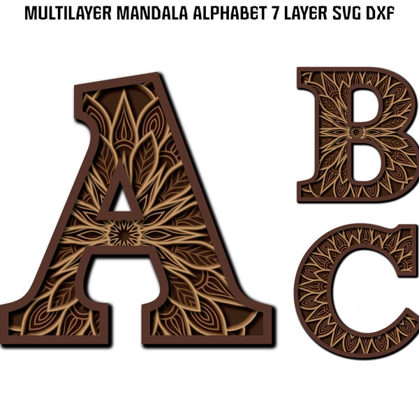 Layered Mandala Alphabet Svg - Etsy