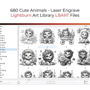 680 Cute Animals Clipart Designs Lightburn Art Library (.lbart) Files ...