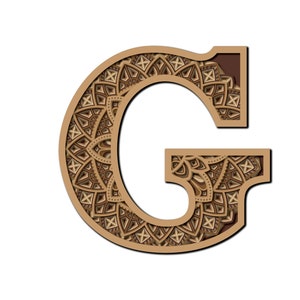 Letter G Mandala Floral SVG DXF 8 Layered Multilayer for Wood Laser ...