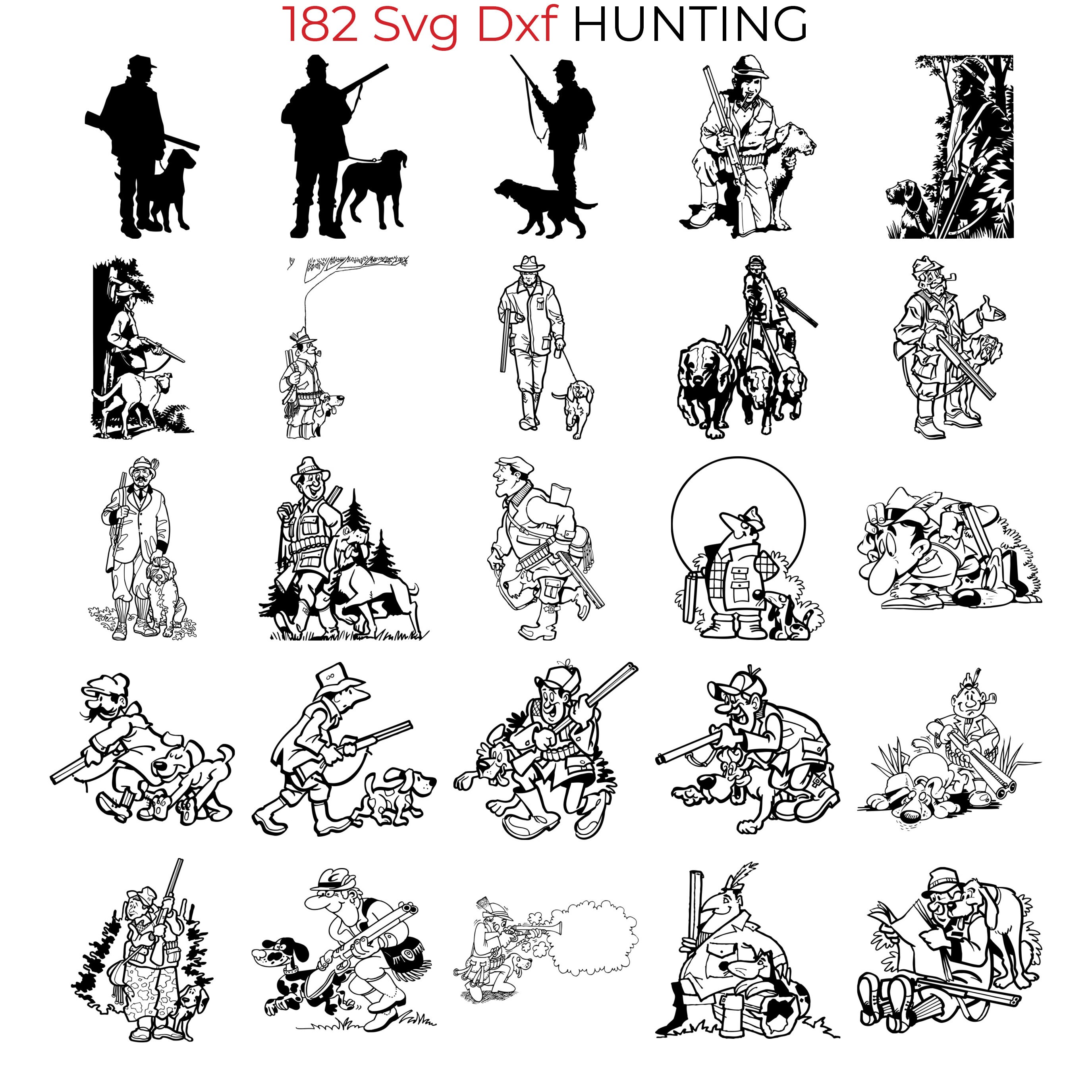 182 SVG DXF Hunting Bundle for Laser Engrave With Index, Hunting ...
