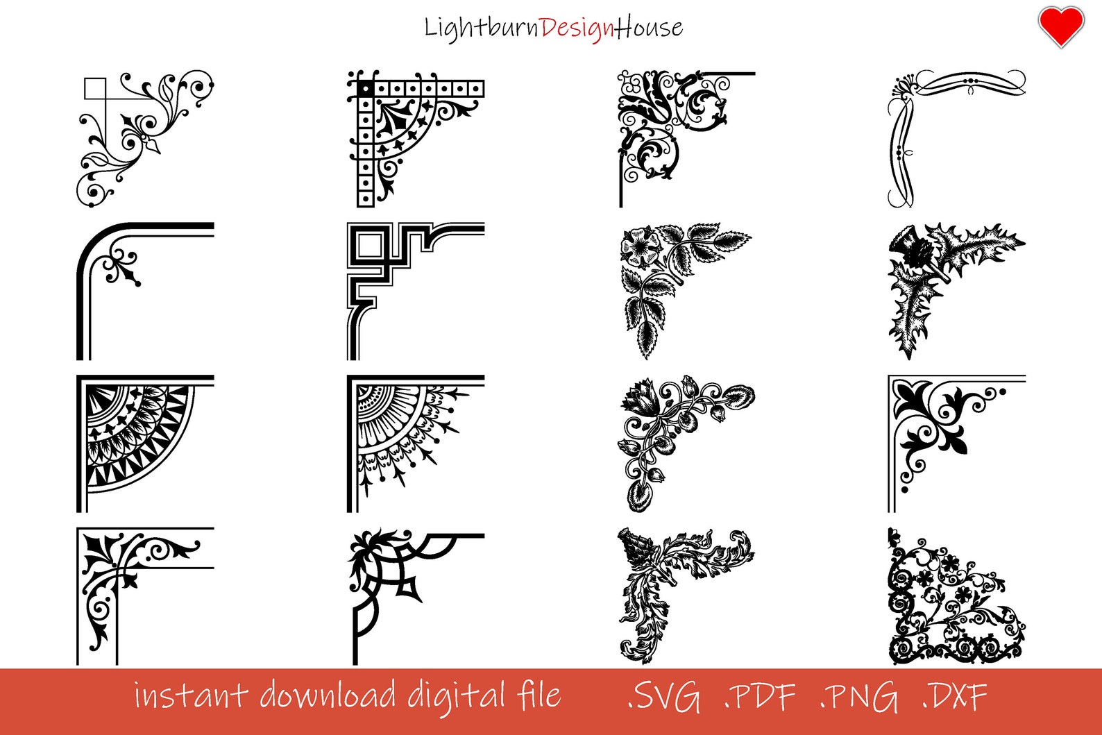 104 SVG Png Pdf Dxf Corner Shelf Pattern Border Frames Bundle - Etsy UK