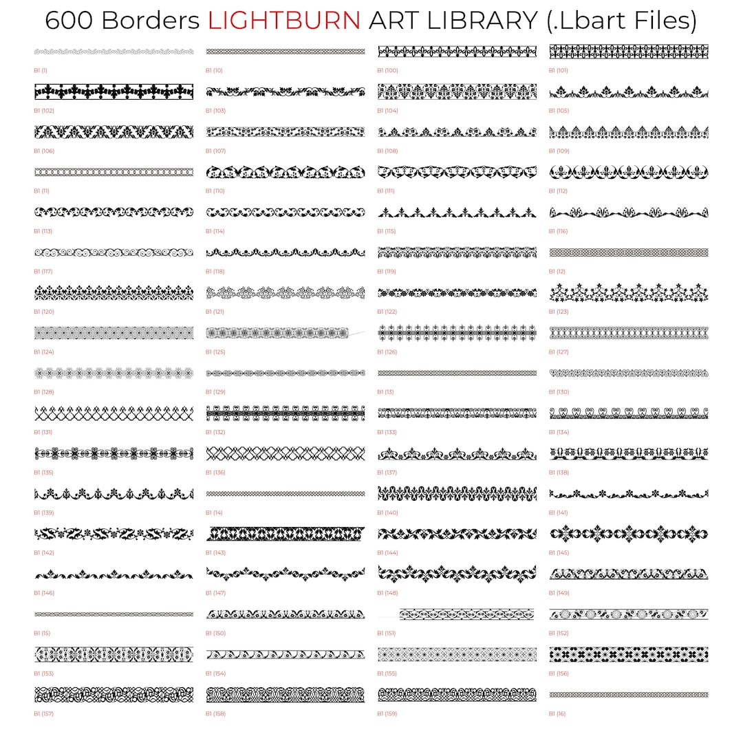 600 SVG Borders Lightburn Art Library LBART Files for Laser Engrave ...