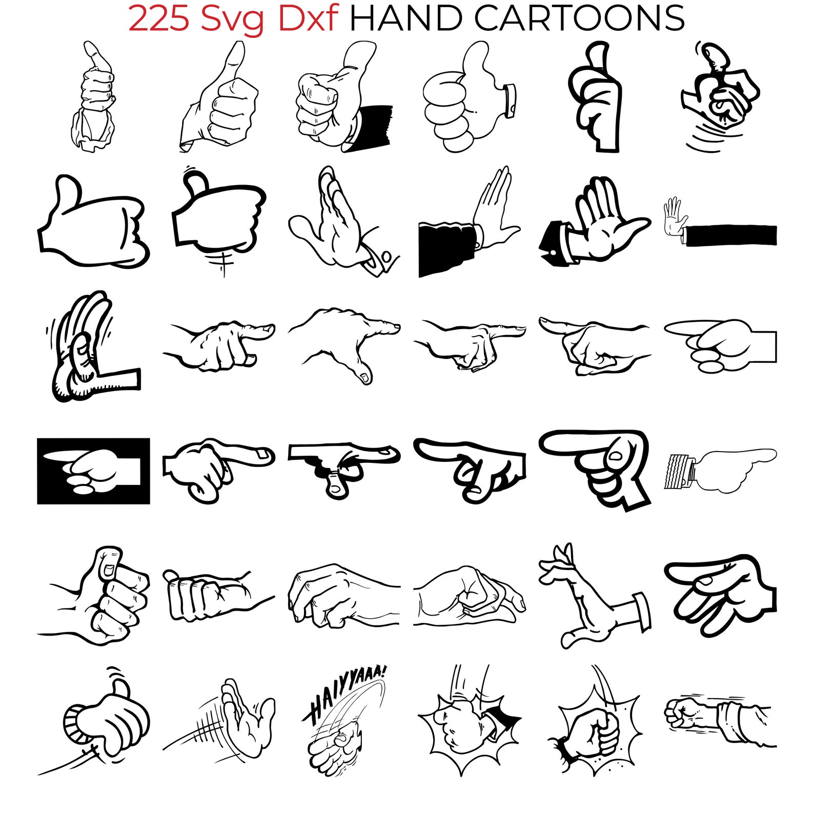 225 Svg Dxf Hands Bundle for Laser Engrave With Index - Etsy
