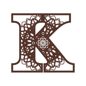 Letter K Mandala Floral SVG DXF 8 Layered Multilayer for Wood Laser ...