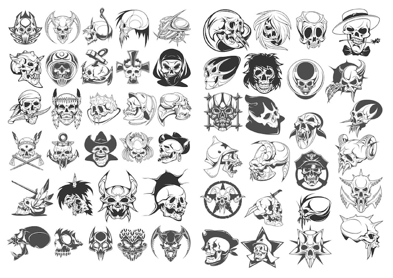 606 Skulls Laser Cut Files: Lightburn Ready (digital Download) - Etsy