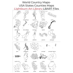 USA States County Maps World Maps of Countries With Border Lines ...