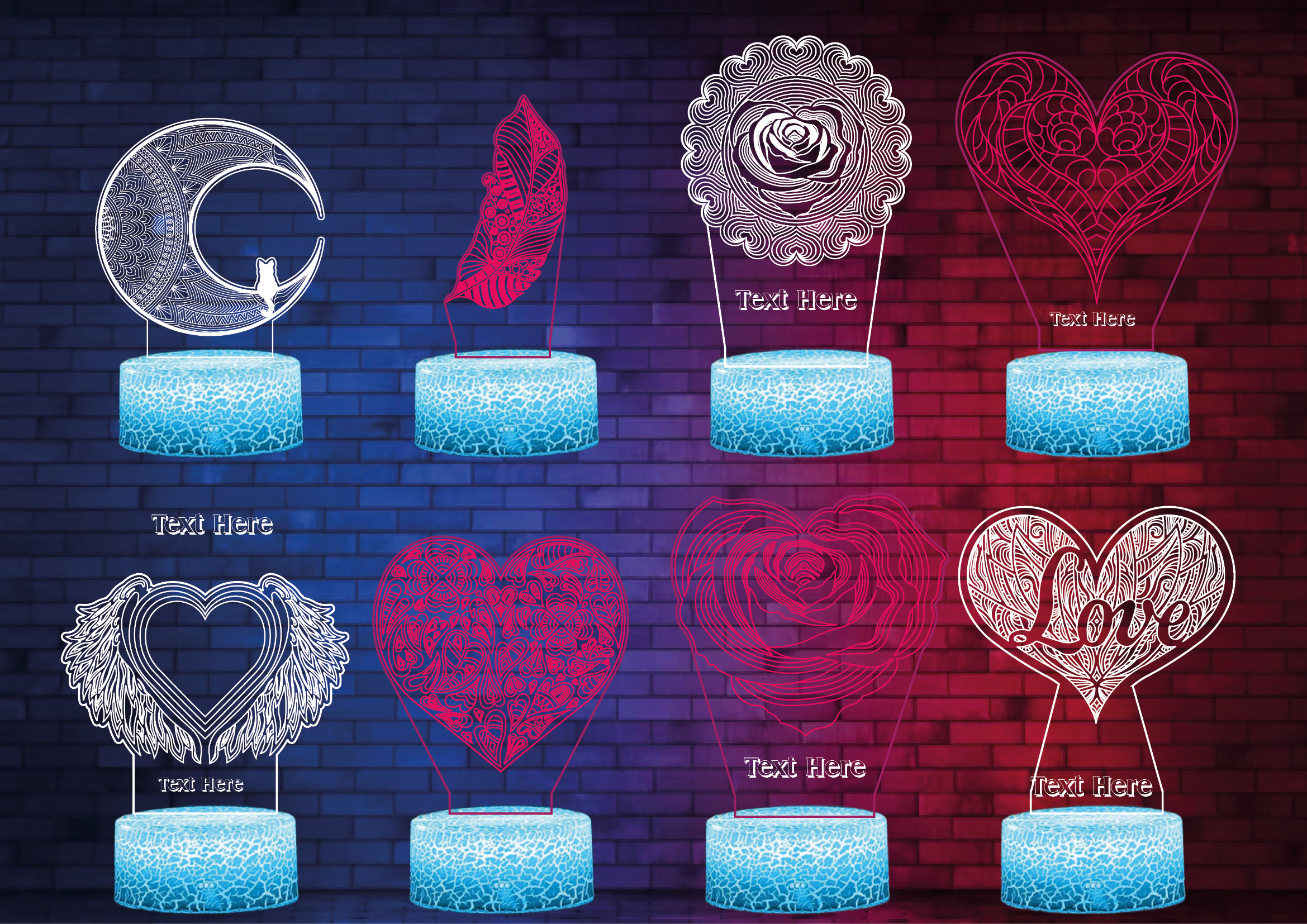 232 SVG DXF Acrylic Illusion Led Lamp Bundle Files for Laser - Etsy