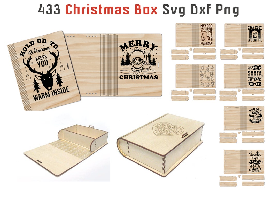 433 New Year Christmas Faith Box Bundle DXF SVG File for Laser Cut ...