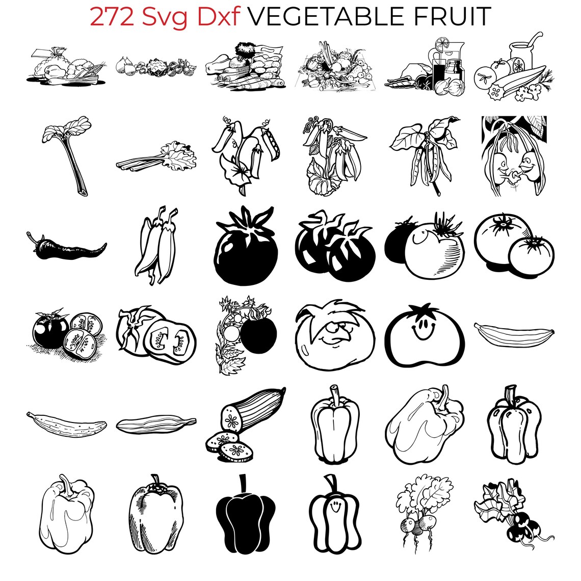 272 Svg Dxf Vegetable Fruit Bundle for Laser Engrave With Index - Etsy