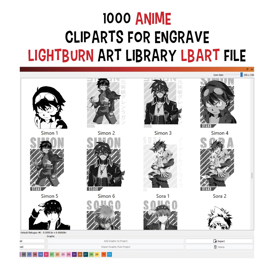 1000 Anime Cliparts Lightburn Art Library (.lbart) File for Laser ...