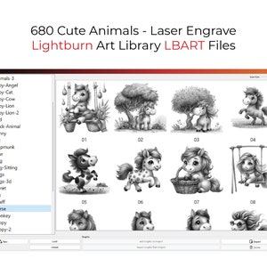 680 Cute Animals Clipart Designs Lightburn Art Library (.lbart) Files ...