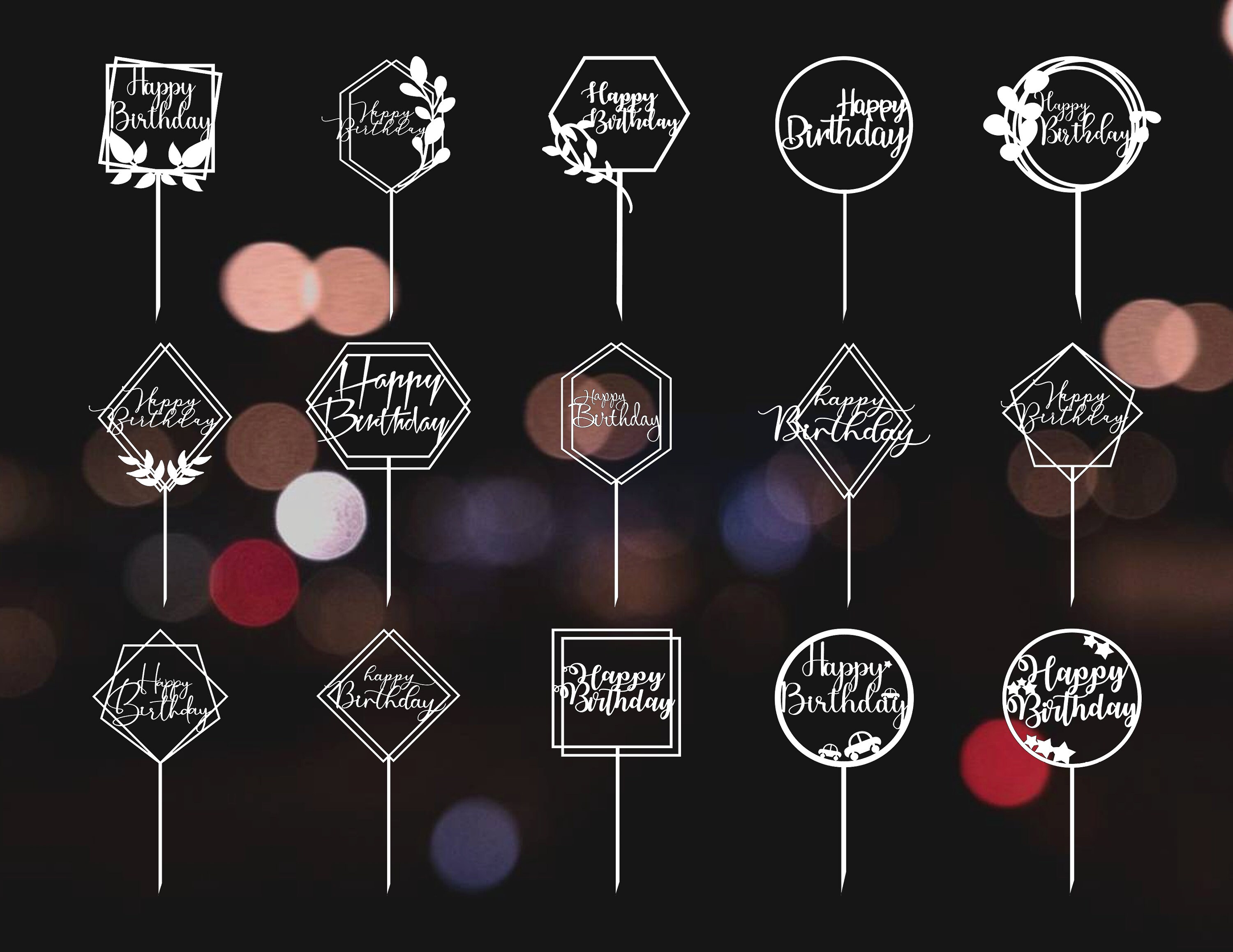 100 Svg Dxf Happy Birthday Cake Topper Laser Cut Party Acrylic - Etsy ...