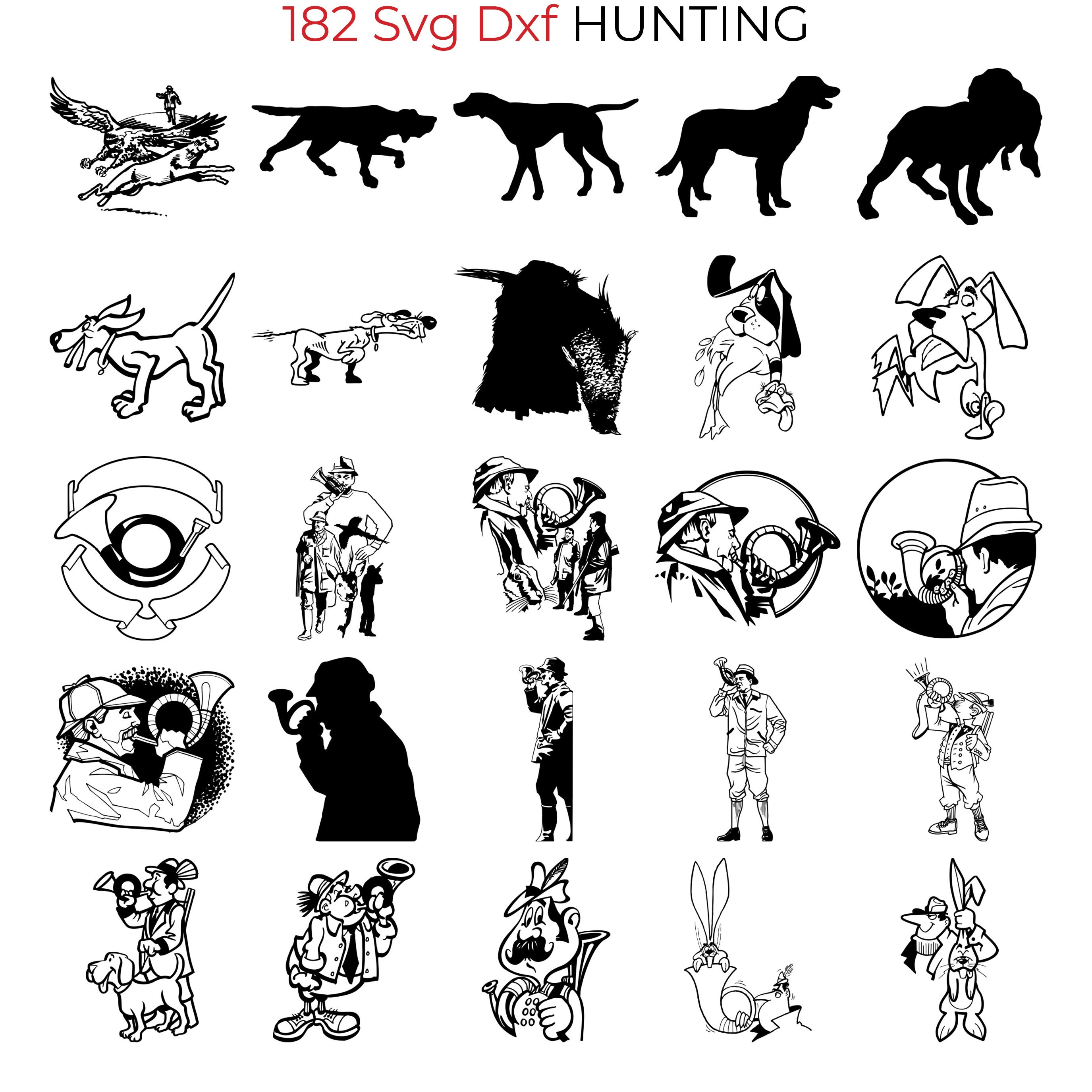 182 SVG DXF Hunting Bundle for Laser Engrave With Index, Hunting ...