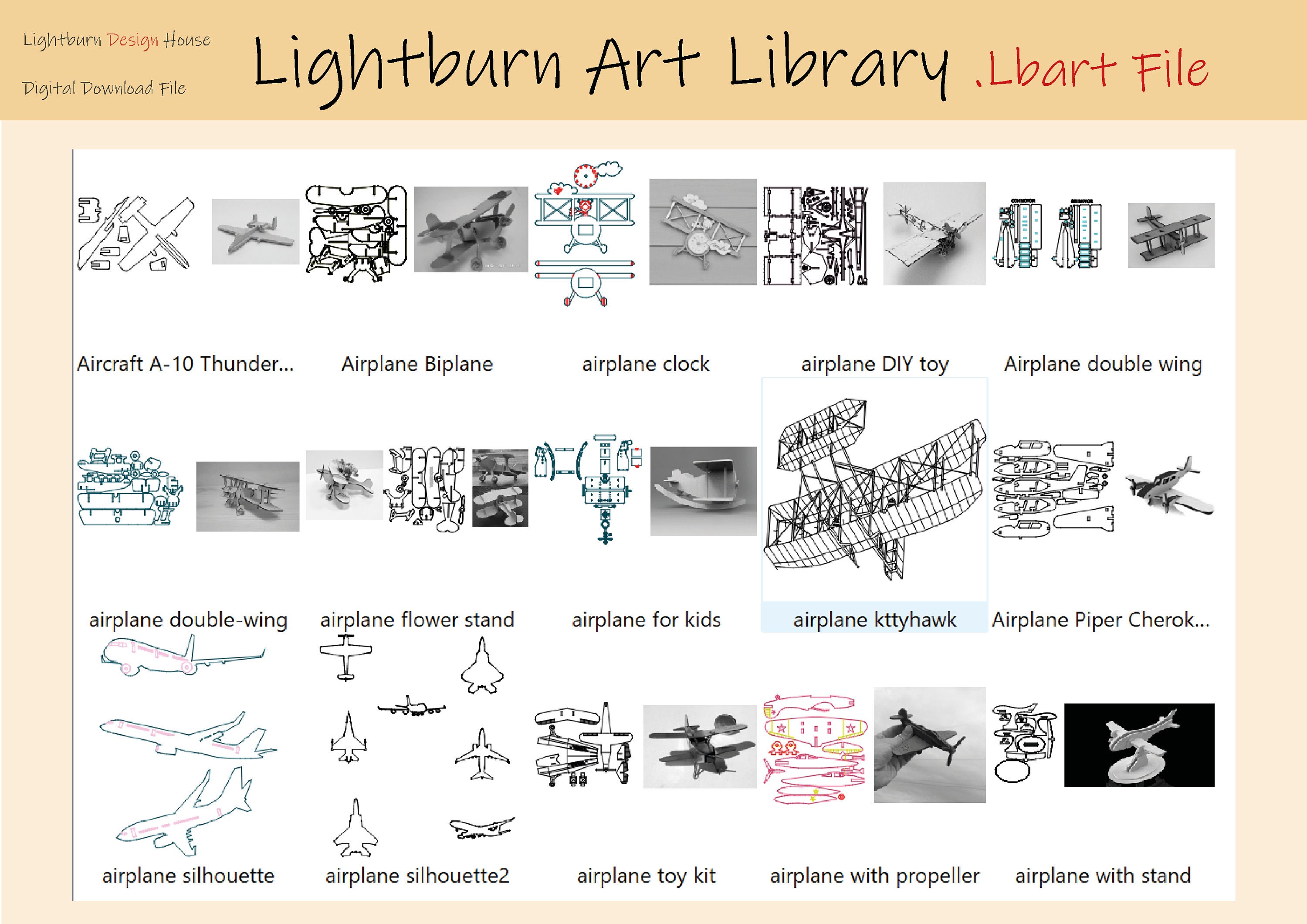 Lightburn Art Library 34 Aircraft Airplane .lbart File for - Etsy Australia