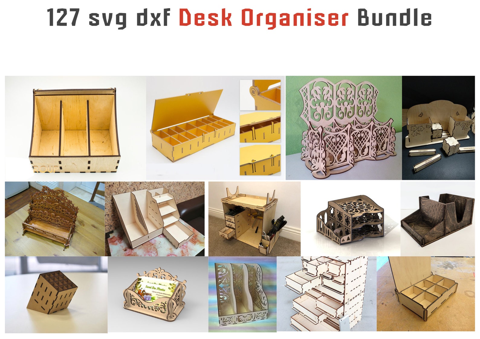 127 Svg Dxf Desk Organiser for Laser Cut Engrave Library Wood - Etsy