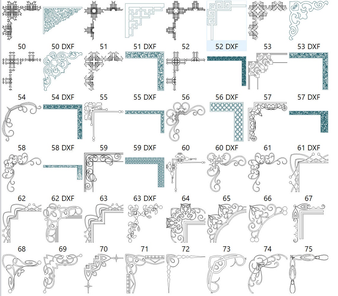 Lightburn Art Library 324 Graphics of Corner Patterns Laser - Etsy