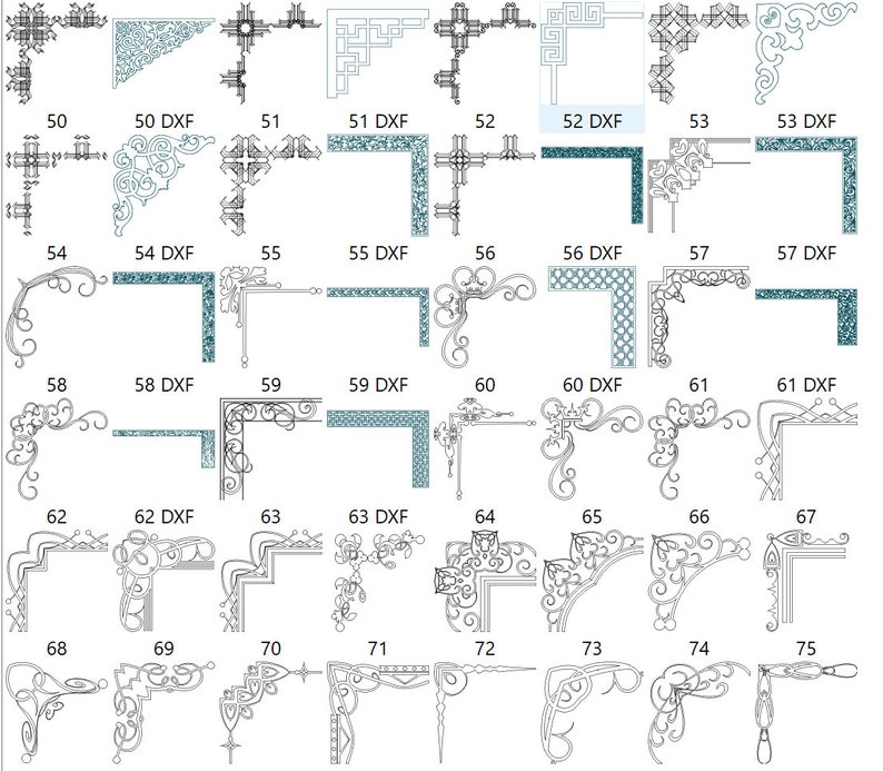 Lightburn Art Library 324 Graphics of Corner Patterns Laser - Etsy