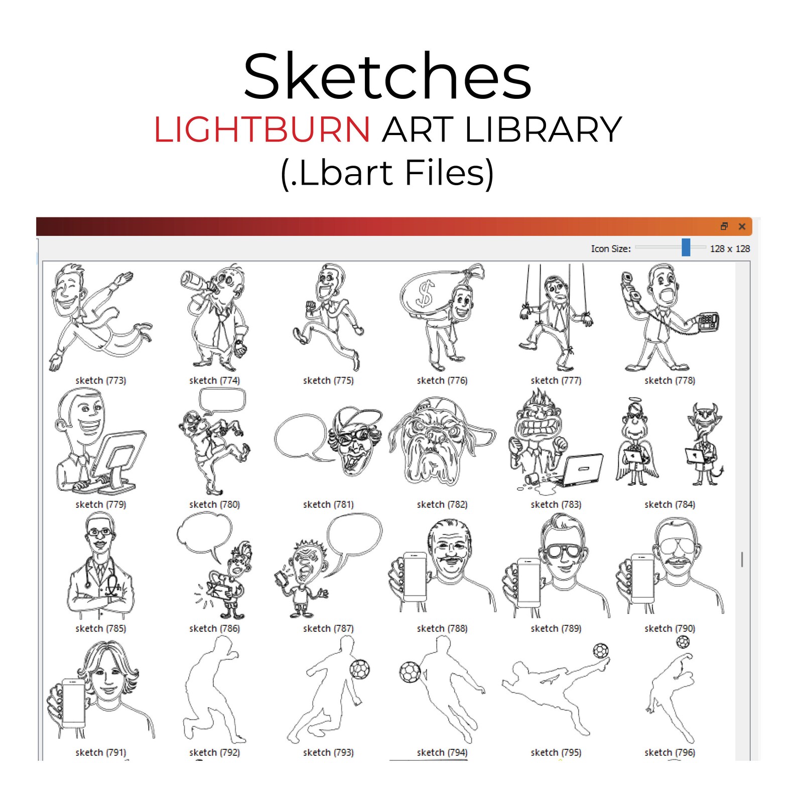 7000 Sketches Lightburn Art Library LBART Files for Laser Engrave Cut ...