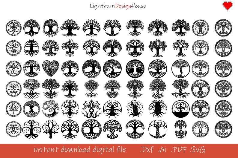 Celtic Tree Collection SVG Dxf Ai Pdf File for Laser Engrave | Etsy