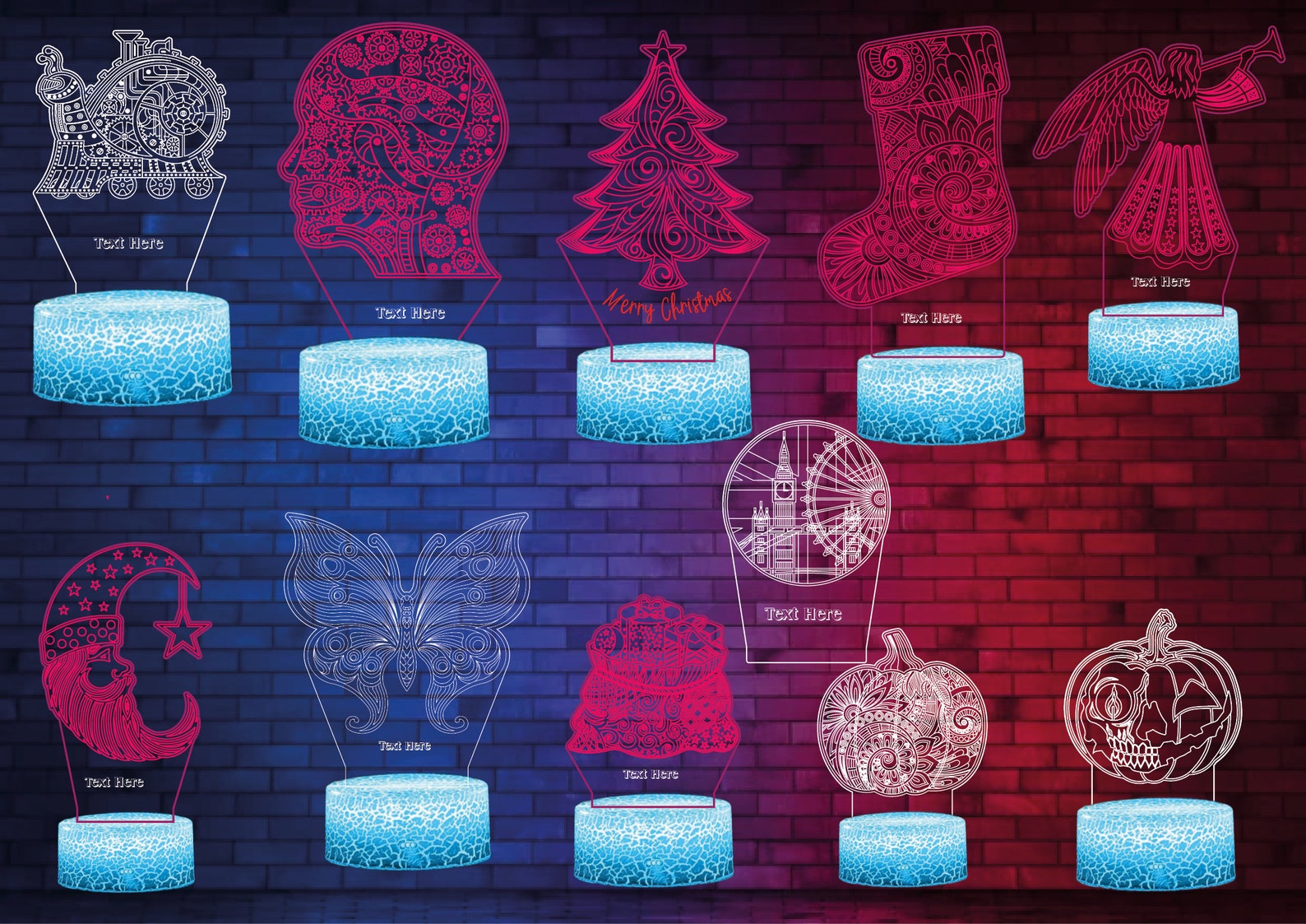 232 SVG DXF Acrylic Illusion Led Lamp Bundle Files for Laser - Etsy