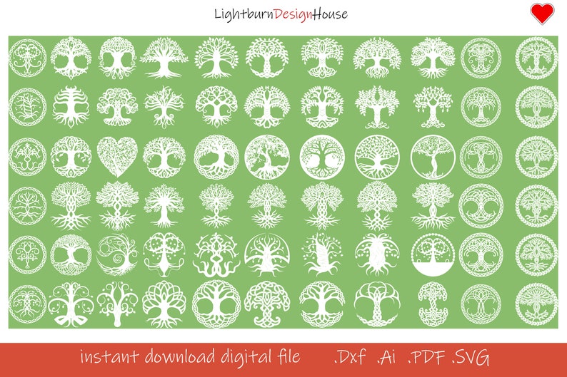 Celtic Tree Collection SVG Dxf Ai Pdf File for Laser Engrave | Etsy
