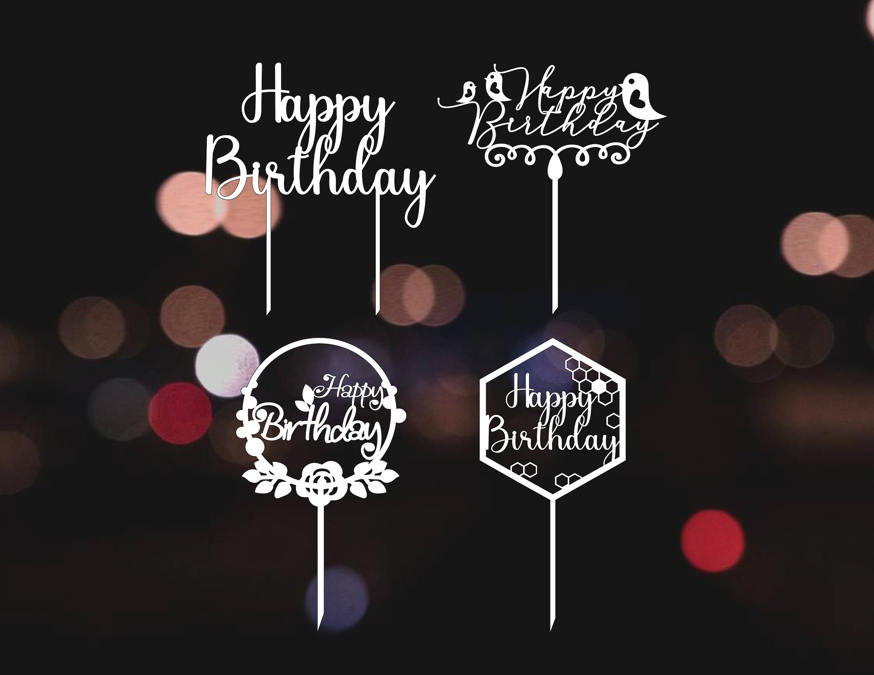 100 Svg Dxf Happy Birthday Cake Topper Laser Cut Party Acrylic - Etsy ...