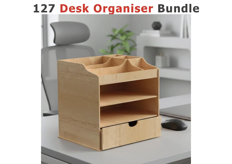 127 Desk Organizer SVG DXF Bundle | Laser Cut File Set for Wood MDF ...