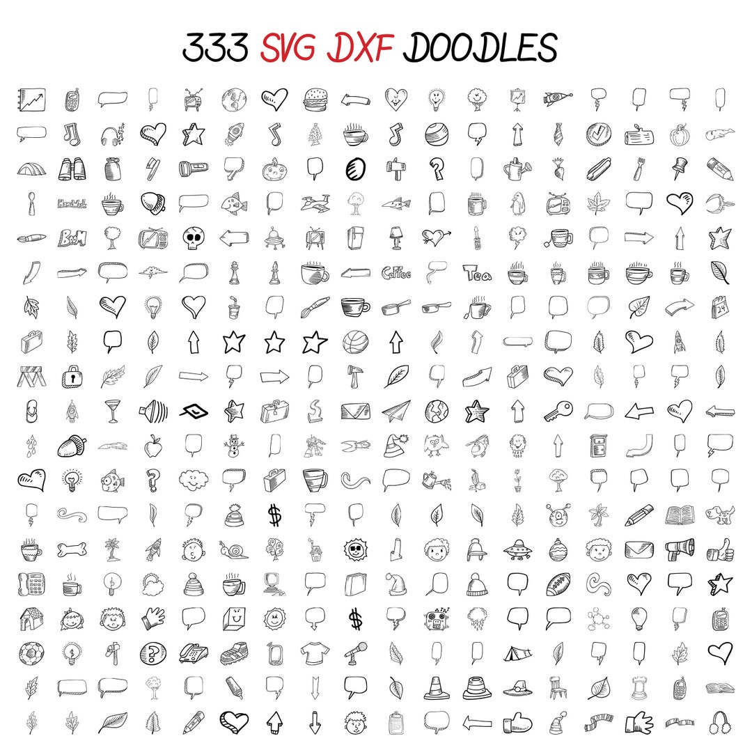 333 Svg Dxf Doodles Outline Clipart Bundle for Laser Engrave - Etsy
