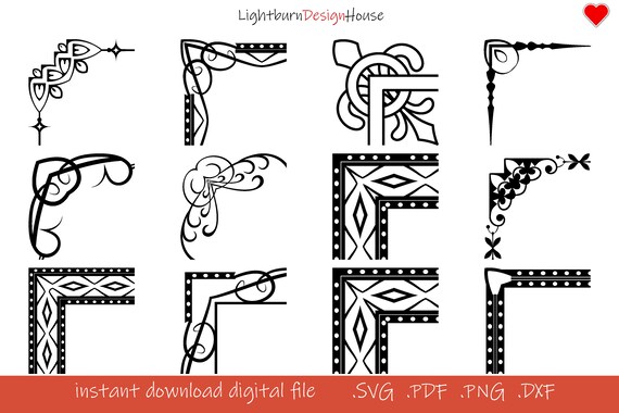 104 SVG Png Pdf Dxf Corner Shelf Pattern Border Frames Bundle - Etsy Canada