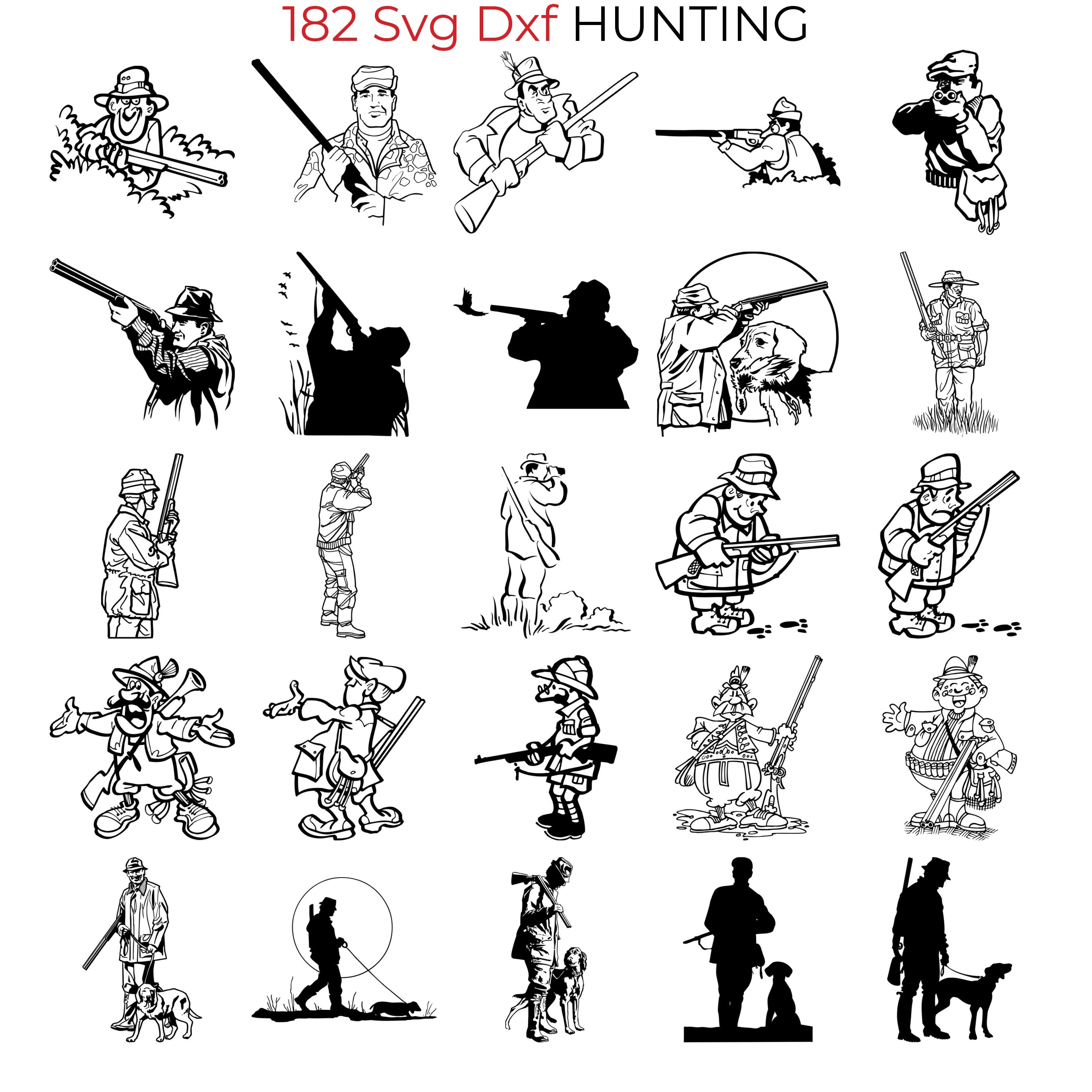 182 SVG DXF Hunting Bundle for Laser Engrave With Index, Hunting ...