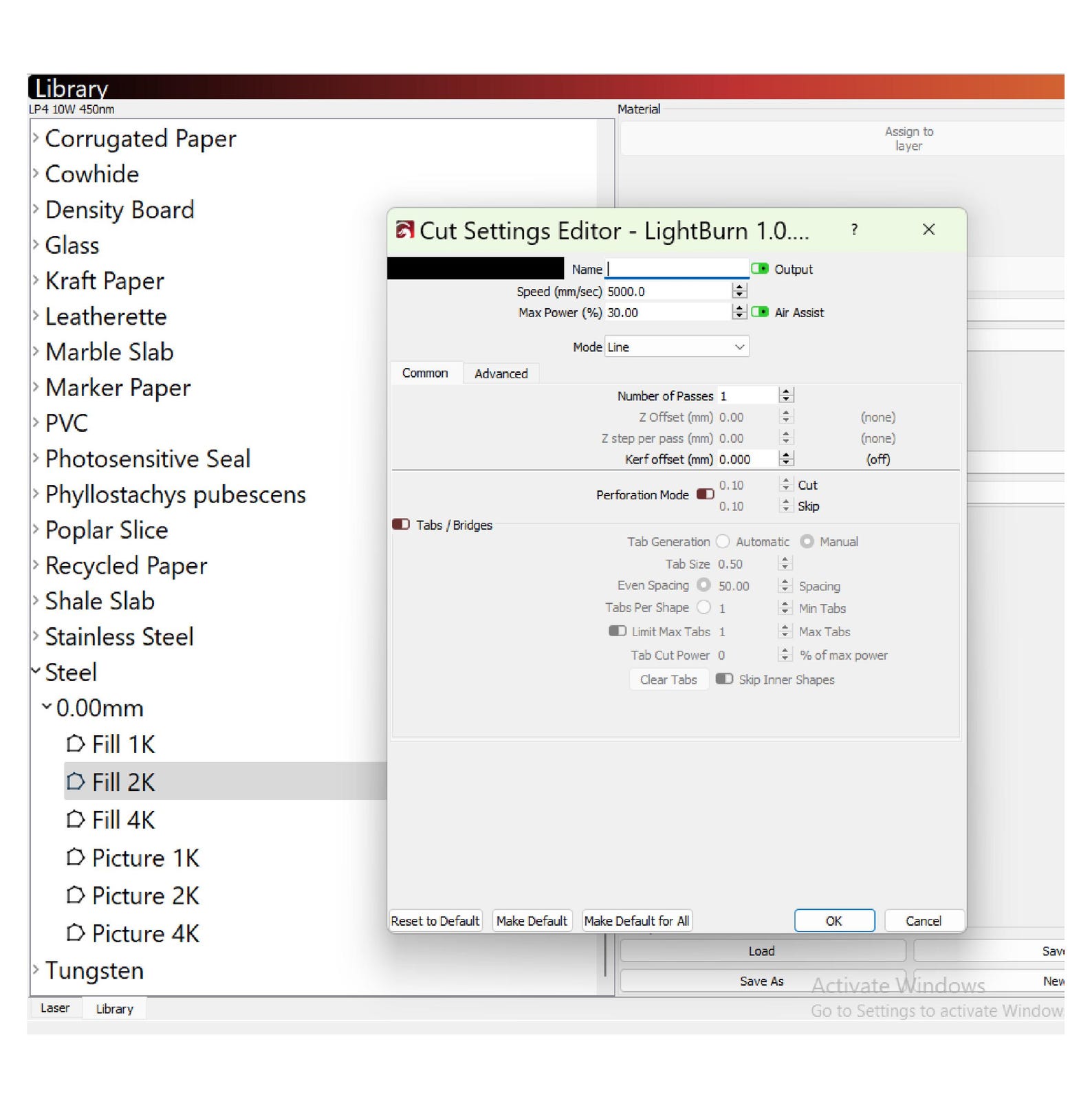 Laserpecker LP4 Lightburn Material Library CLB Files, Optimized Laser ...