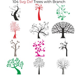 104 SVG DXF Tree With Branch Bundle for Lightburn Art Library Laser ...