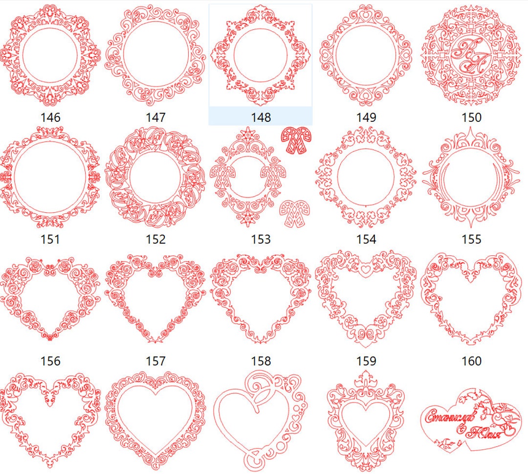 500 Laser Cut Mirror Frame Designs: Lightburn Art Library (.lbart ...