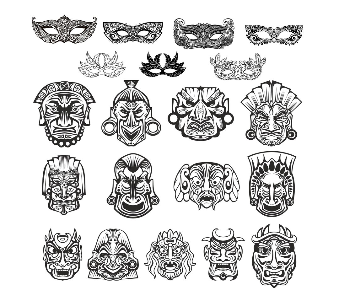 20 Svg Dxf Masks Laser Engrave Files - Etsy