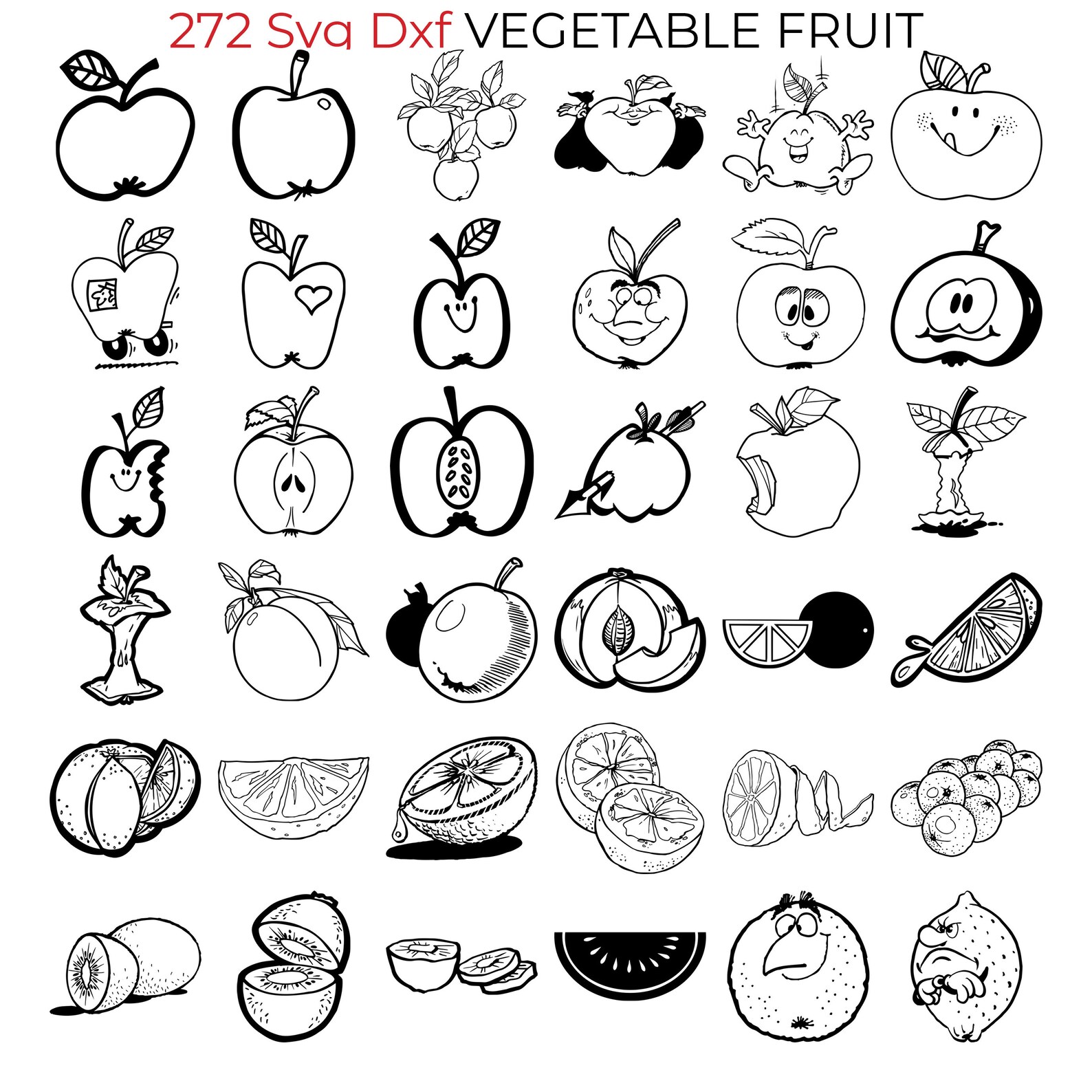 272 Svg Dxf Vegetable Fruit Bundle for Laser Engrave With Index - Etsy