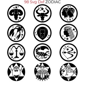 98 Svg Dxf Zodiac Bundle for Laser Engrave With Index - Etsy