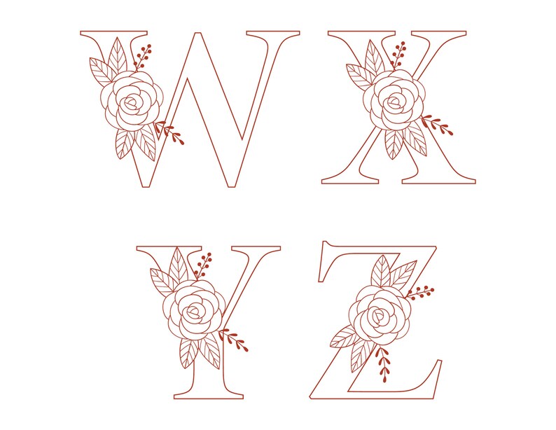 36 Svg Dxf Rose Alphabet Letters Numbers Floral for Laser - Etsy UK