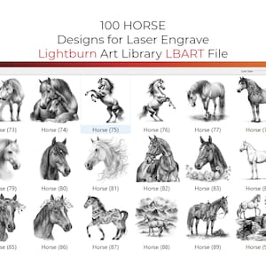 100 Horse Clipart Designs Lightburn Art Library (.lbart) Files for ...