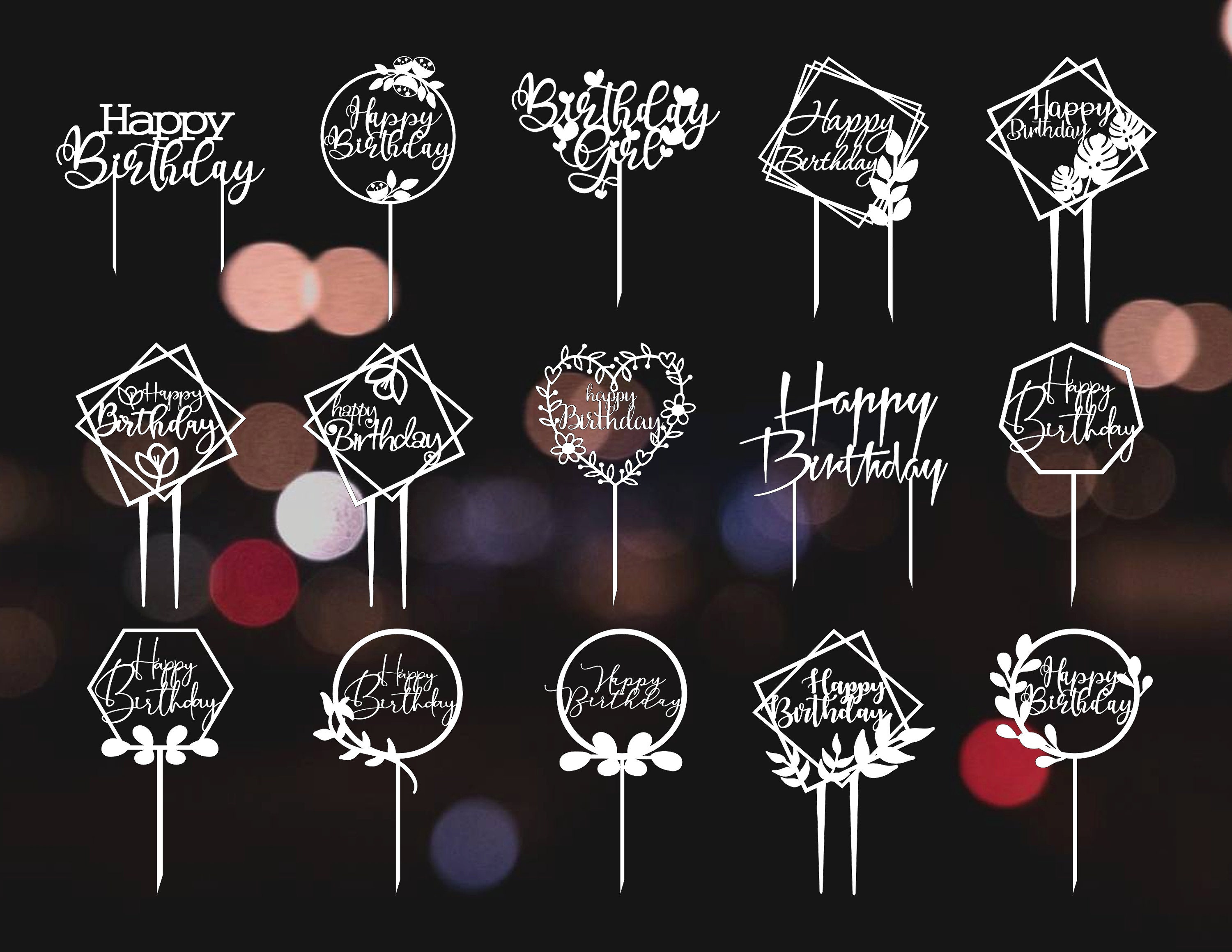 100 Svg Dxf Happy Birthday Cake Topper Laser Cut Party Acrylic - Etsy ...