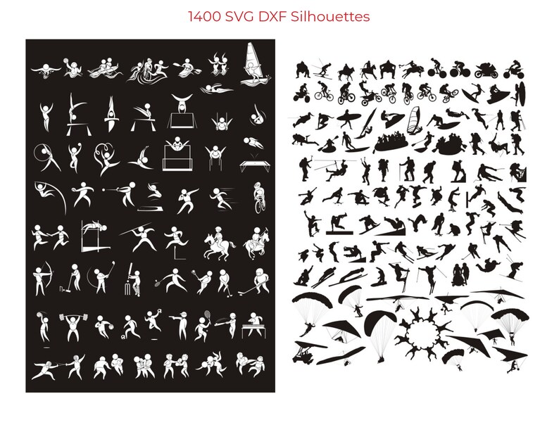 1400 SVG DXF Silhouette Bundle for Laser Engrave, Sport Dance People ...