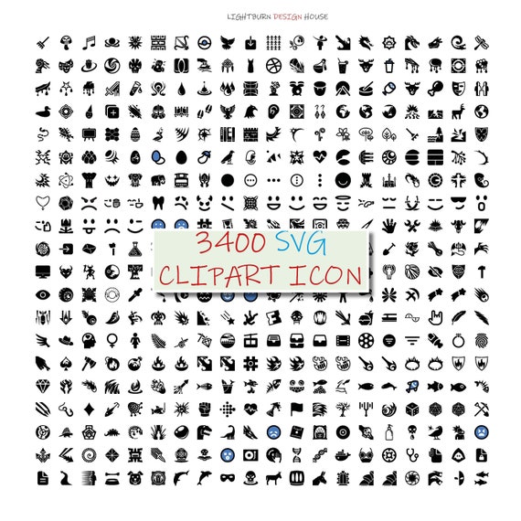 3400 SVG Vectoral Clipart Icons Lightburn Art Library for | Etsy