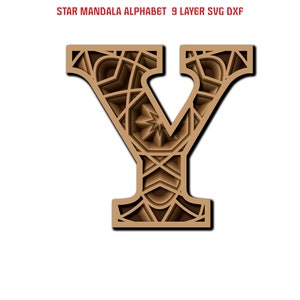 ABC Star Mandala Alphabet Floral 26 Letters SVG DXF 9 Layered ...