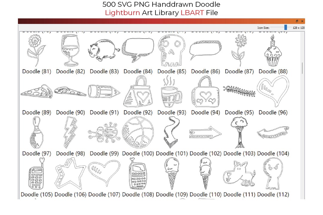 500 Svg Png Doodle Lightburn Art Library .lbart Files for Laser Engrave ...