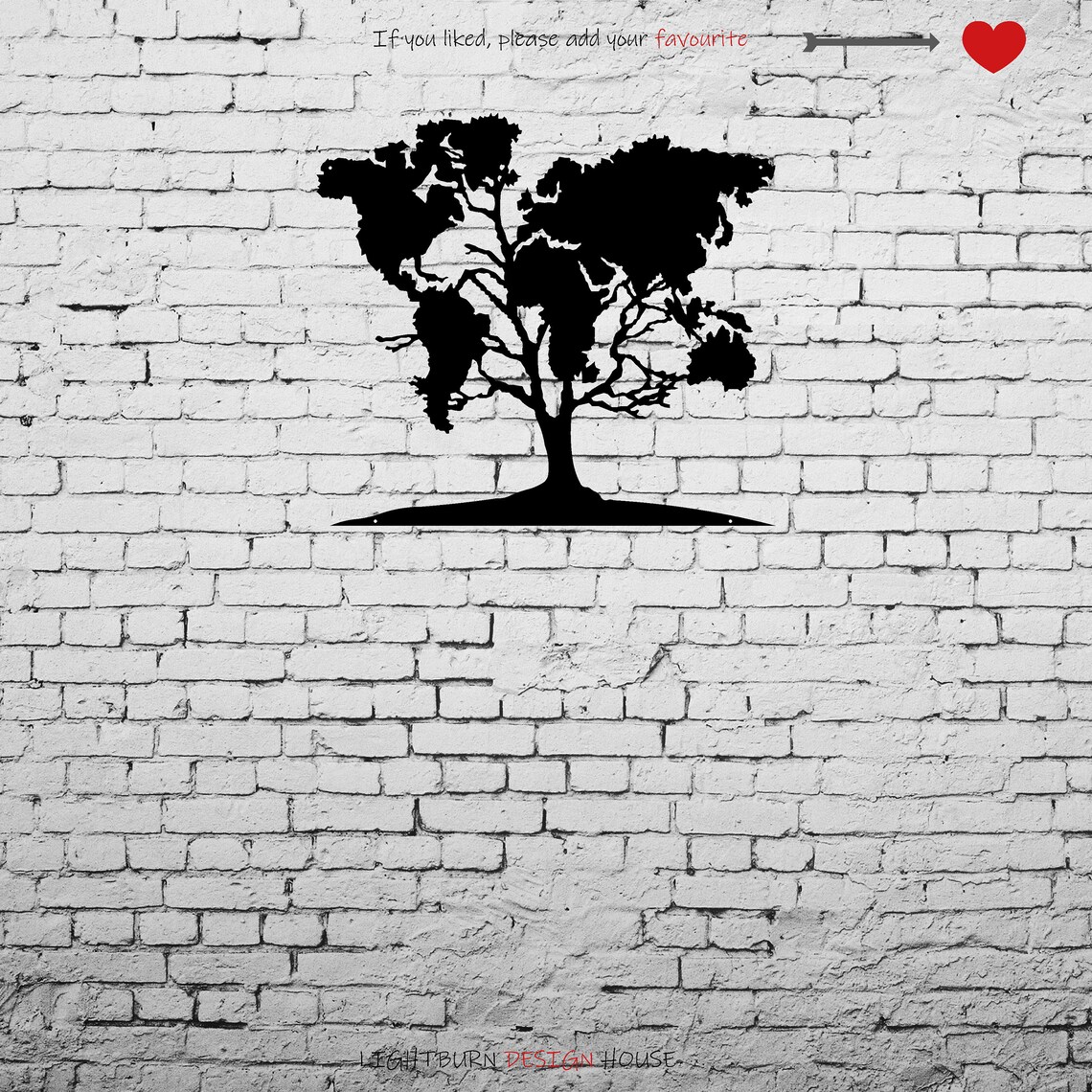 Tree Branch World Map SVG Dxf Png Pdf Eps Unframed Metal - Etsy